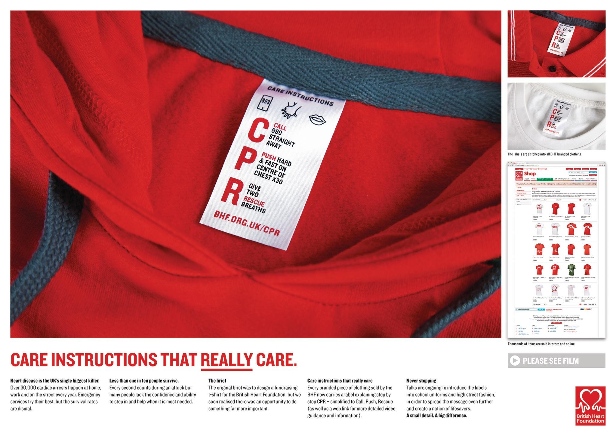 BHF Care Labels | Campaign | THE WORK
