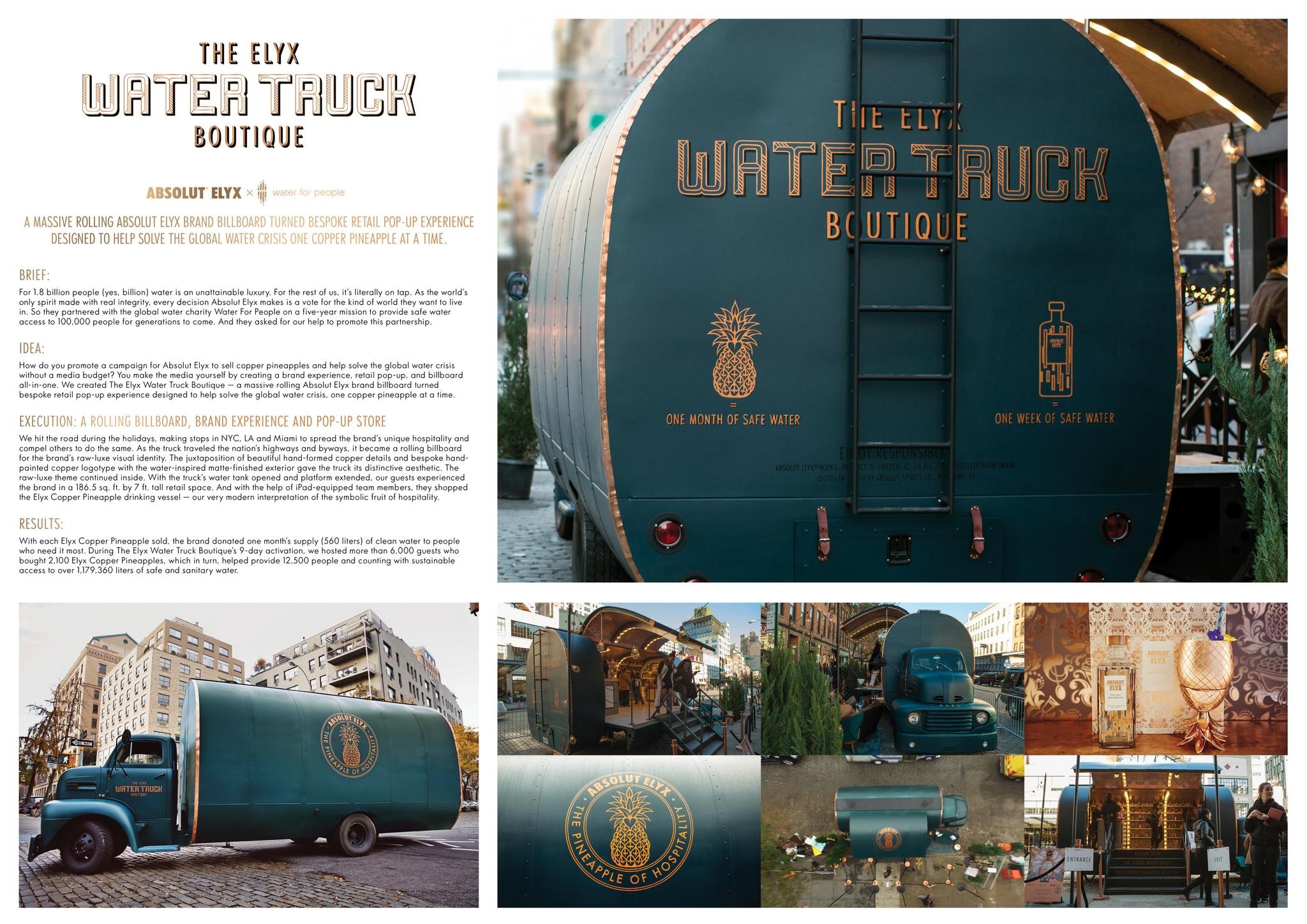 The Elyx Water Truck Boutique | Campaign | THE WORK