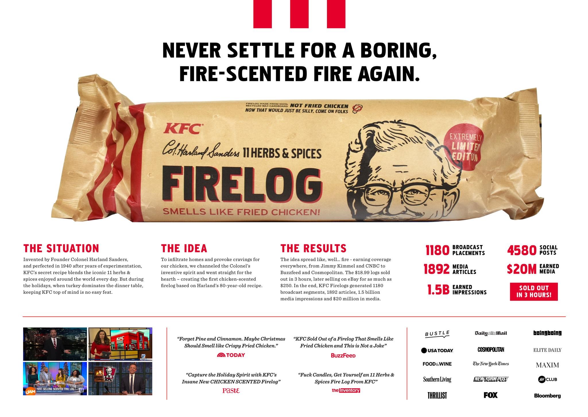 KFC 11 Herbs & Spices Firelog | Campaign | THE WORK
