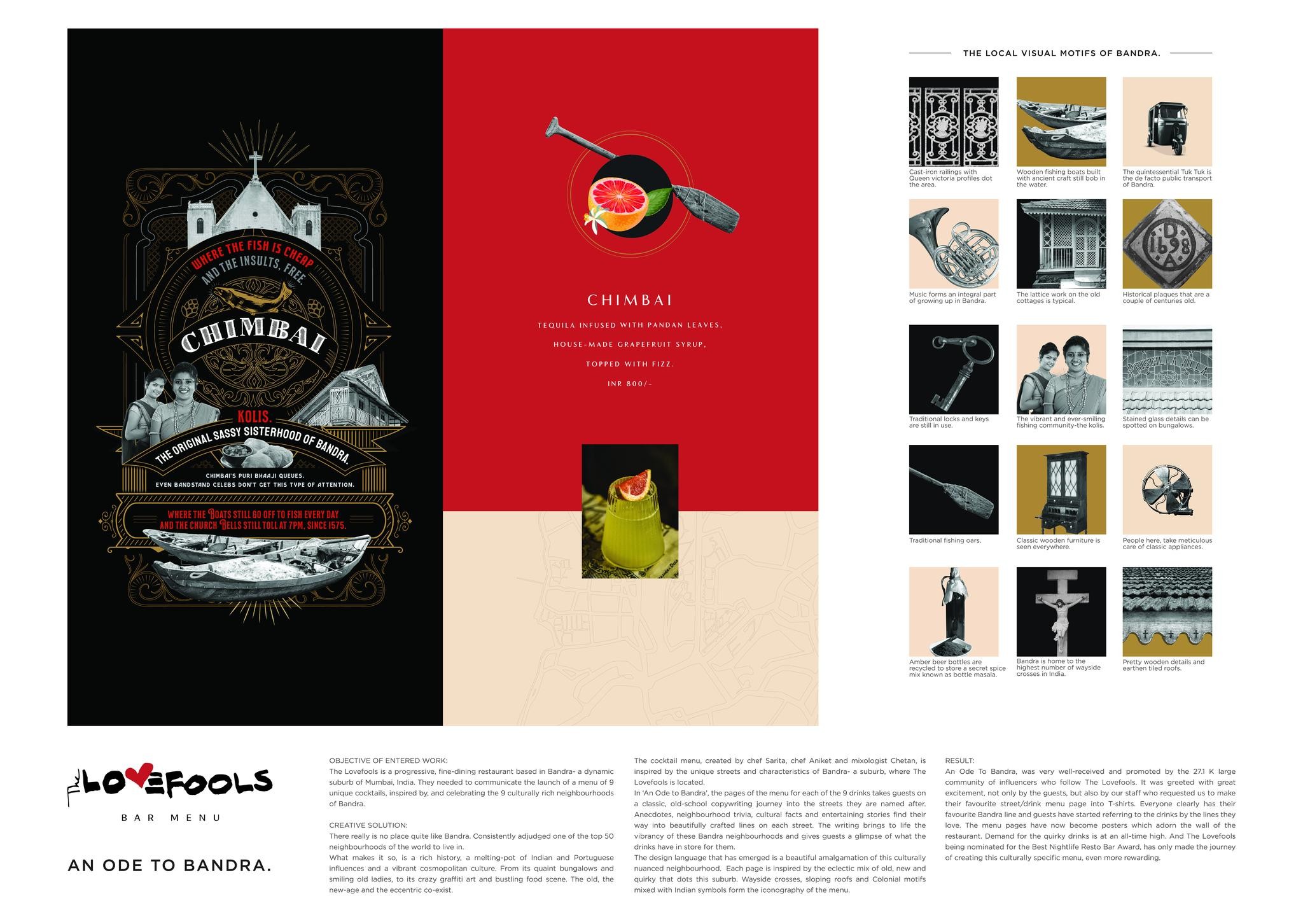 AN ODE TO BANDRA - THE LOVEFOOLS BAR MENU | Campaign | THE WORK