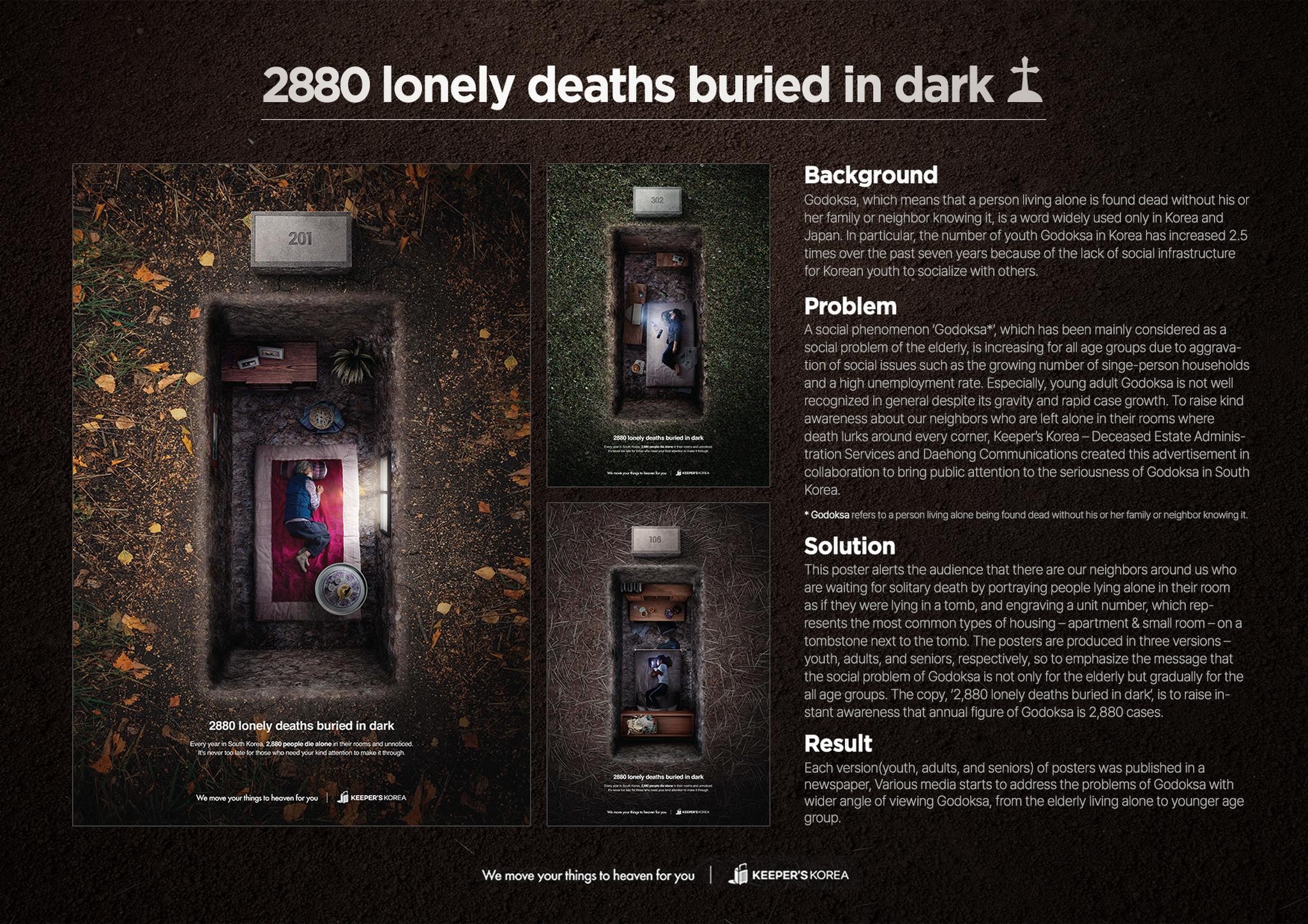Lonely death prevention campaign : GODOKSA Poster | Campaign | THE WORK