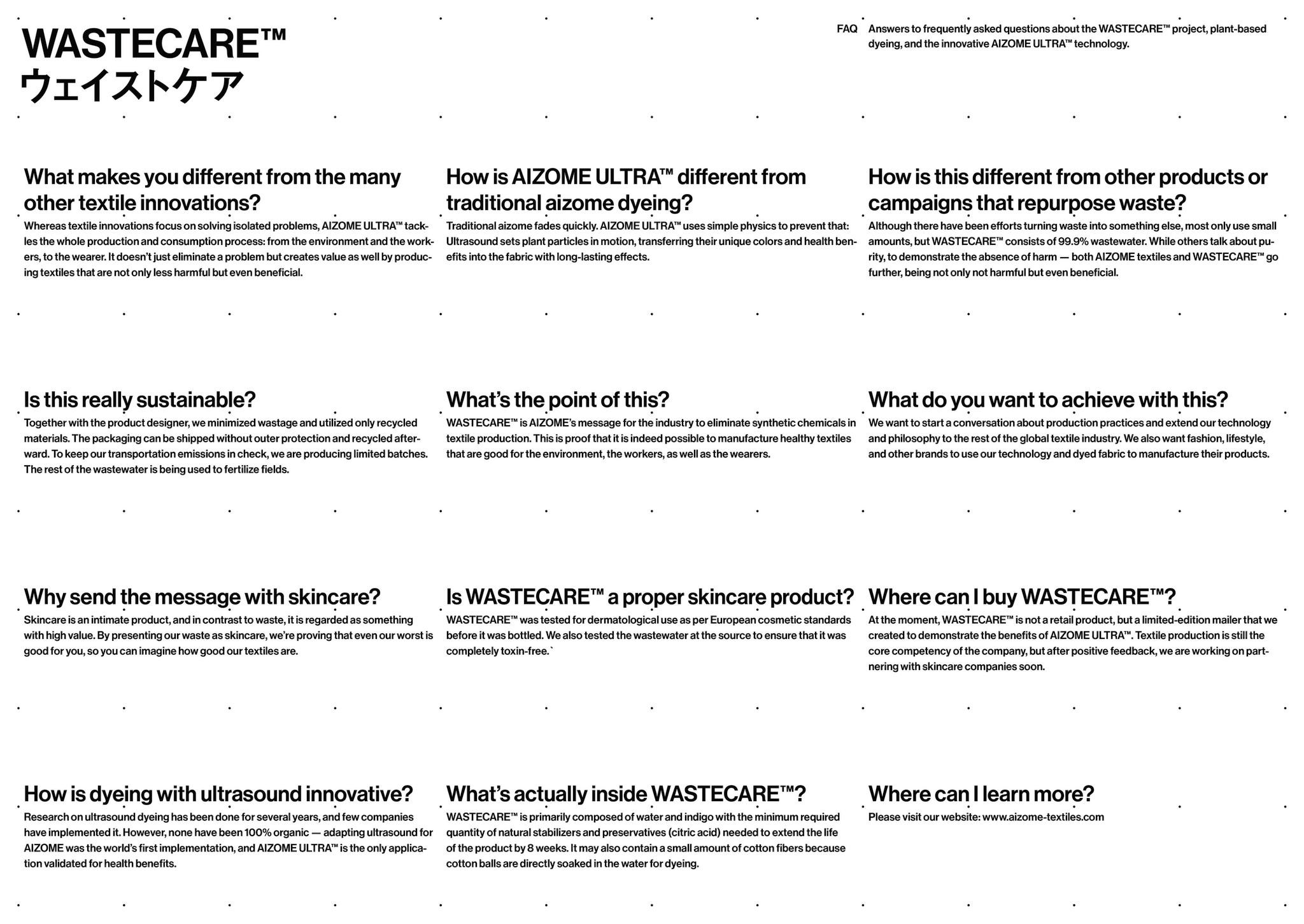 AIZOME WASTECARE™ INDUSTRIAL WASTE - CERTIFIED AS SKINCARE. | Entry ...