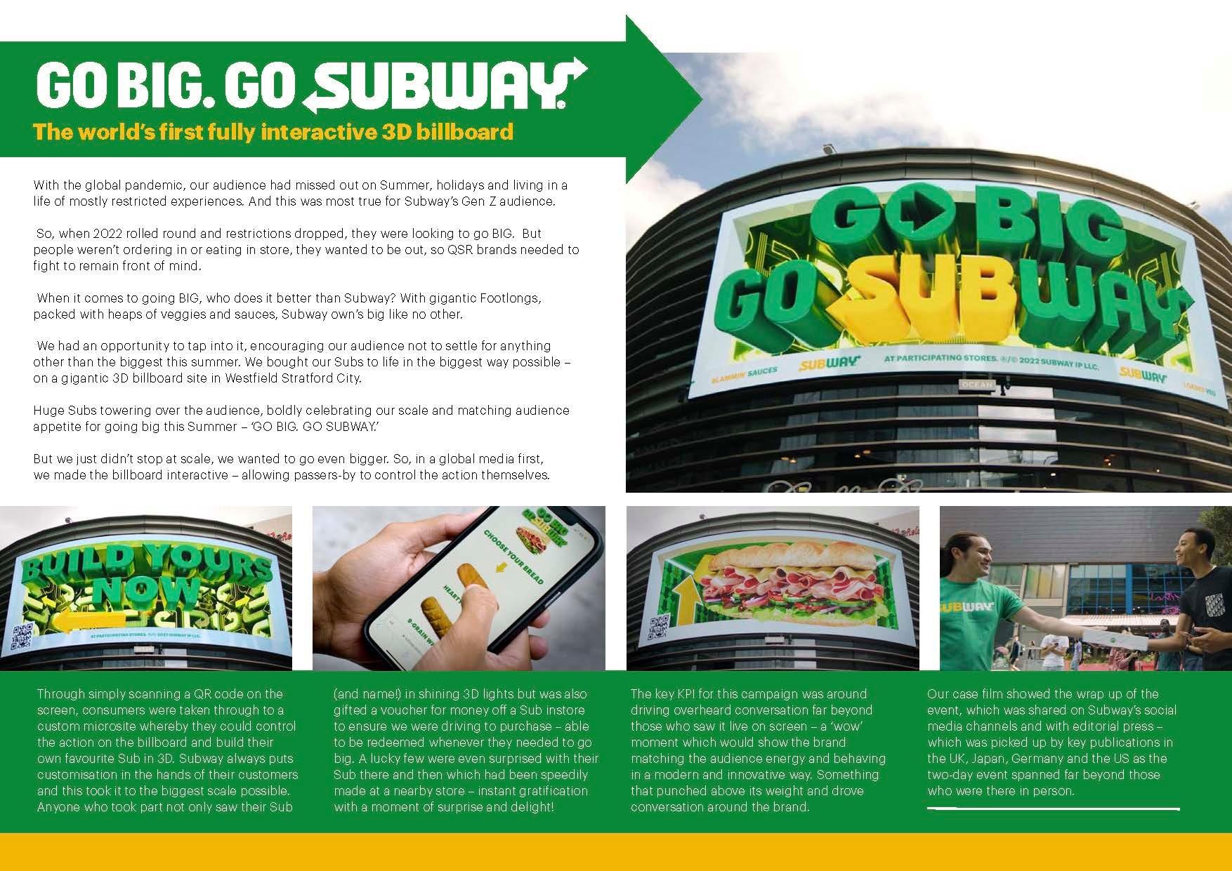 GO BIG. GO SUBWAY | Campaign | THE WORK