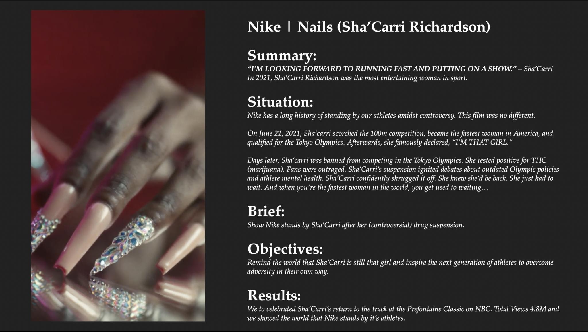 Nike | Sha’Carri Richardson - Nails | Campaign | THE WORK