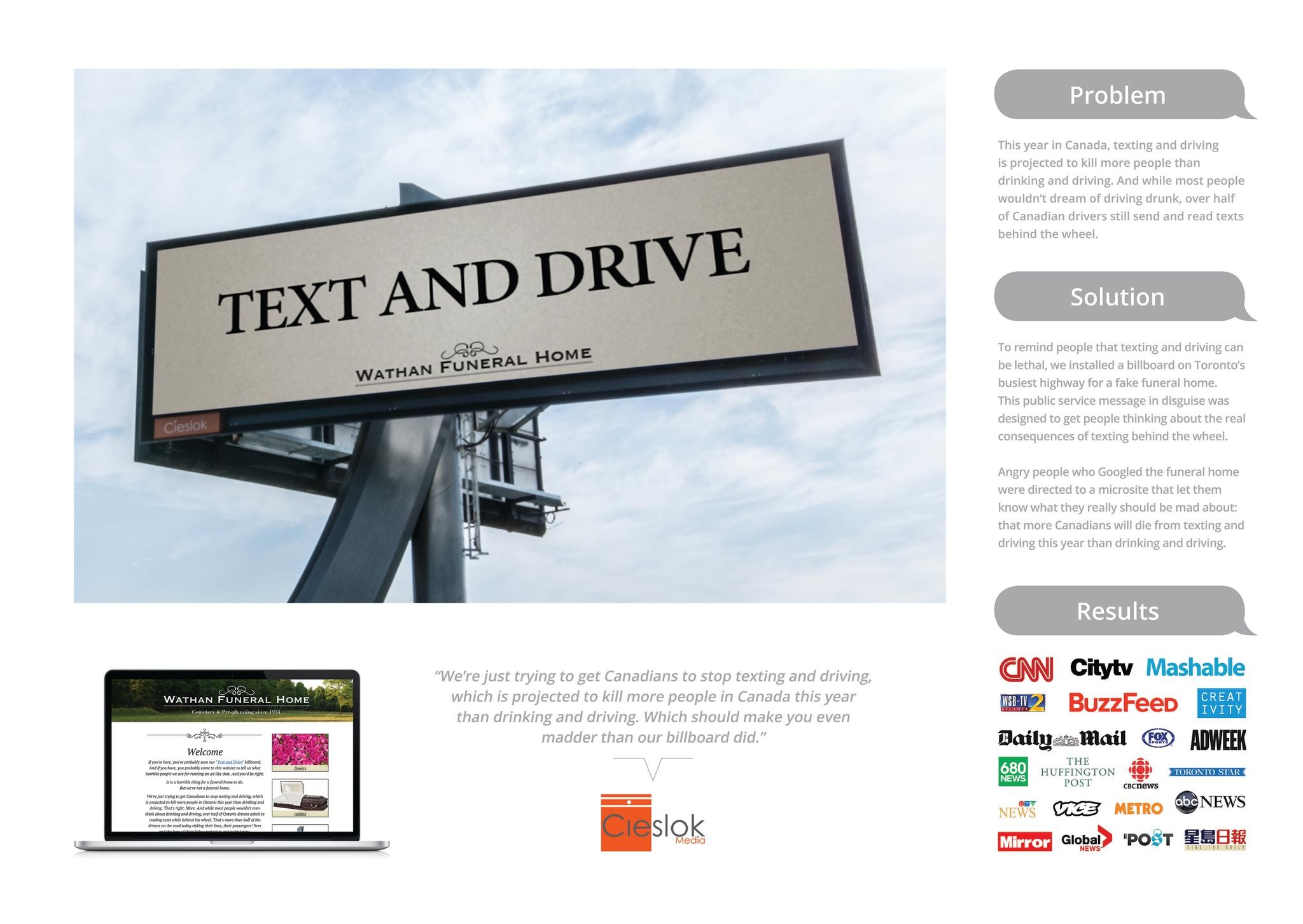 Text & Drive | Campaign | THE WORK